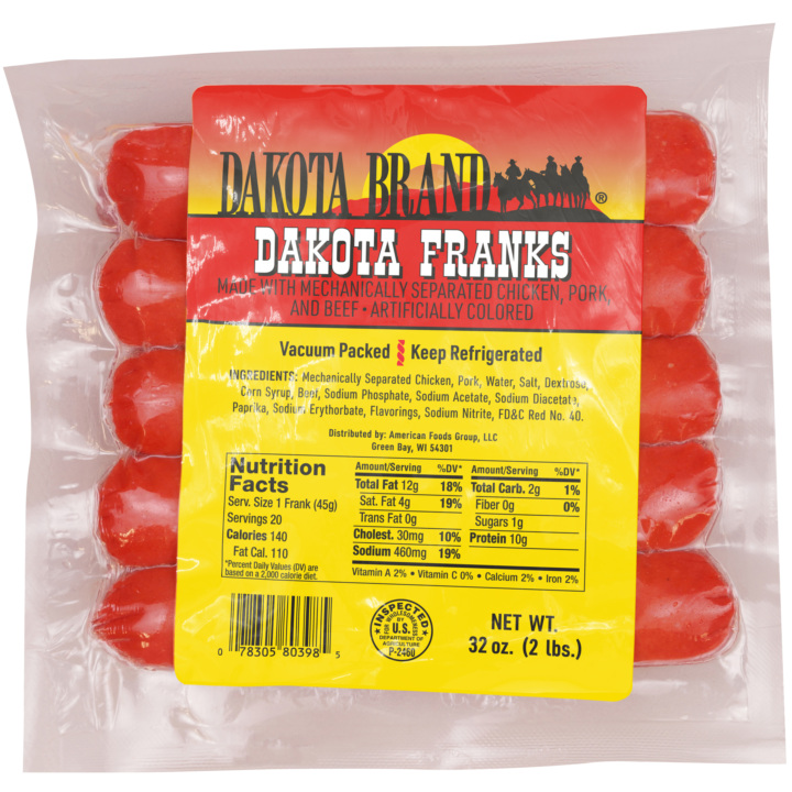 Fully Cooked Skinless Red Dakota Franks 12/8 Oz.