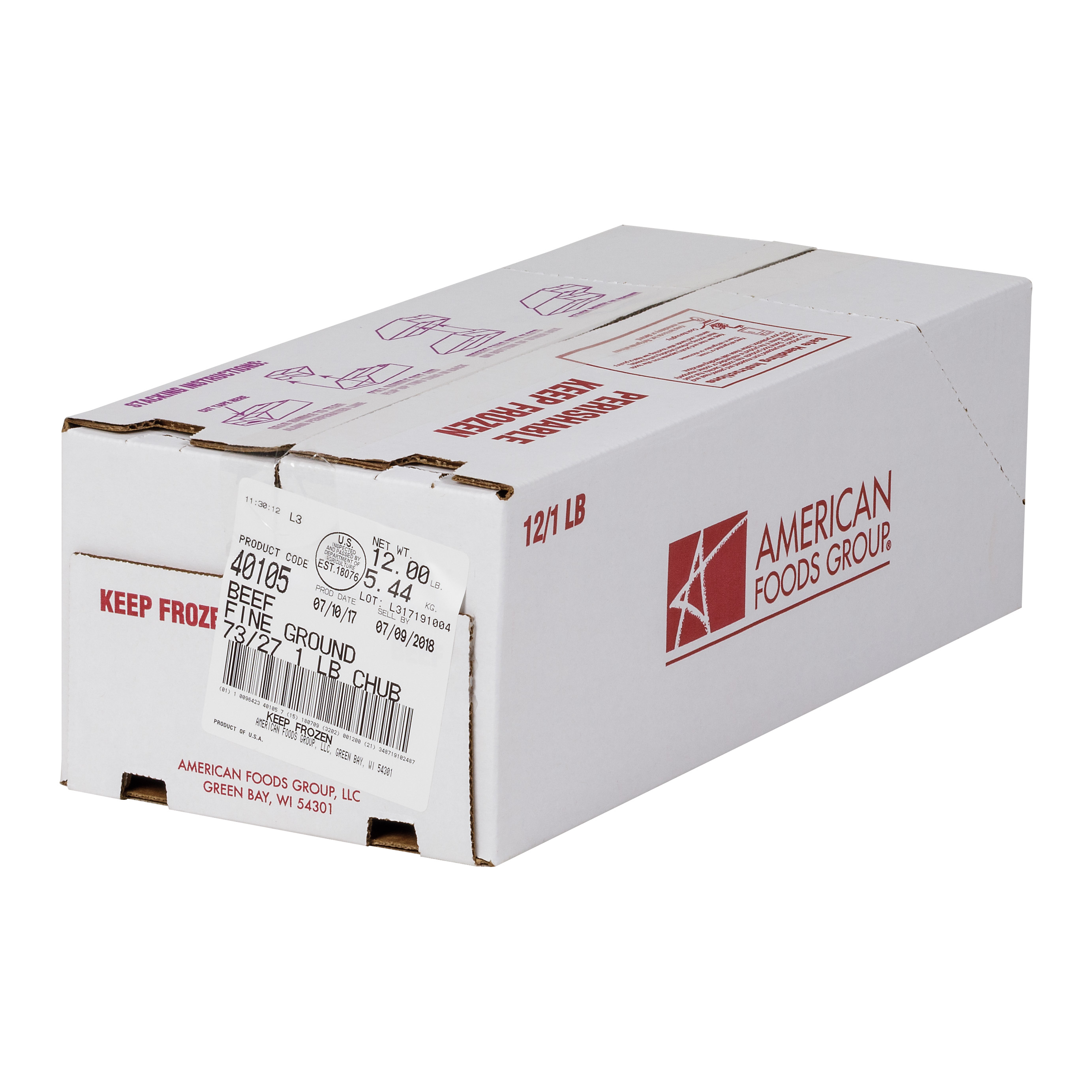 Ground Beef 73/27 12/1# Chubs