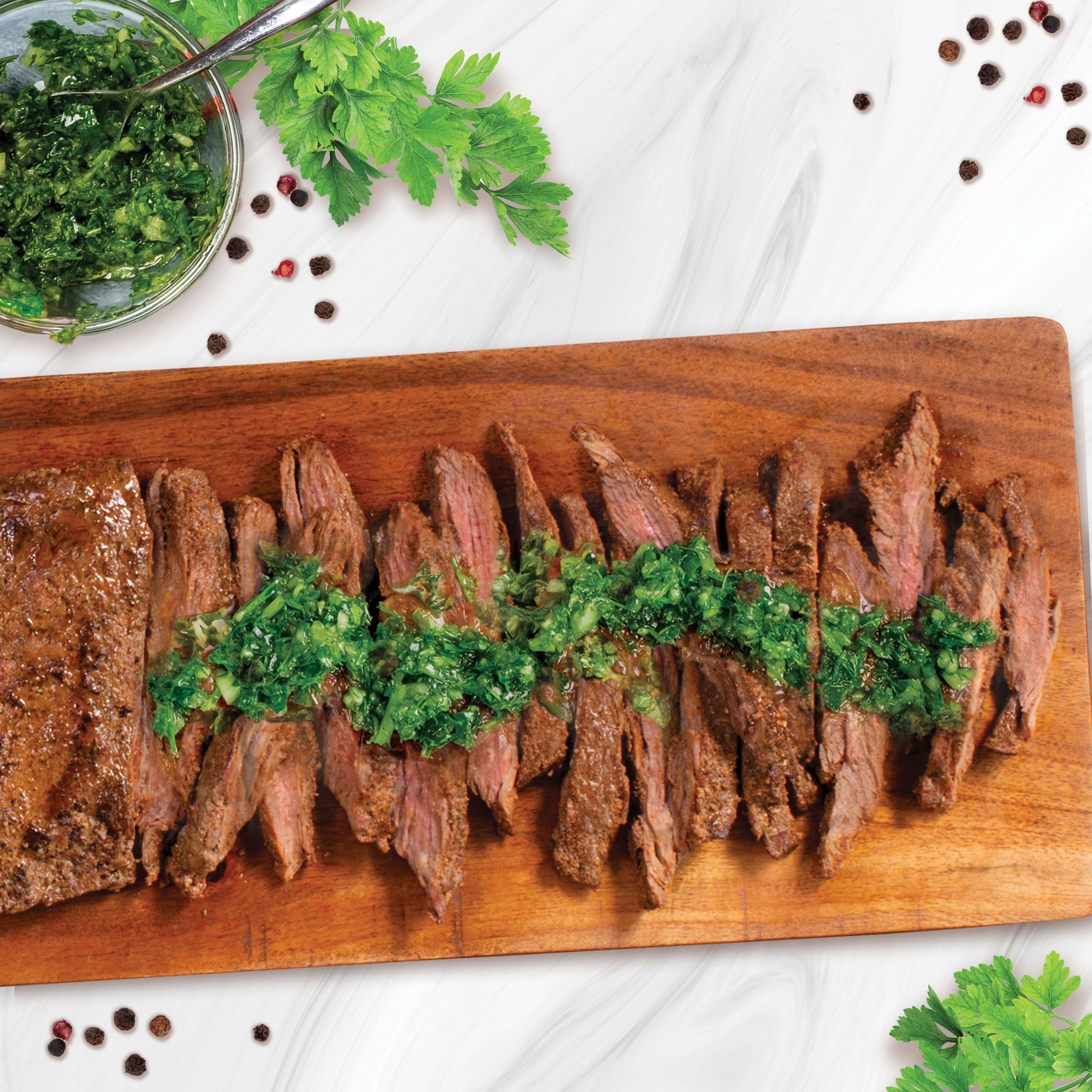 Chimichurri Seasoned Beef Skirt Steak 9/2.31# Packages