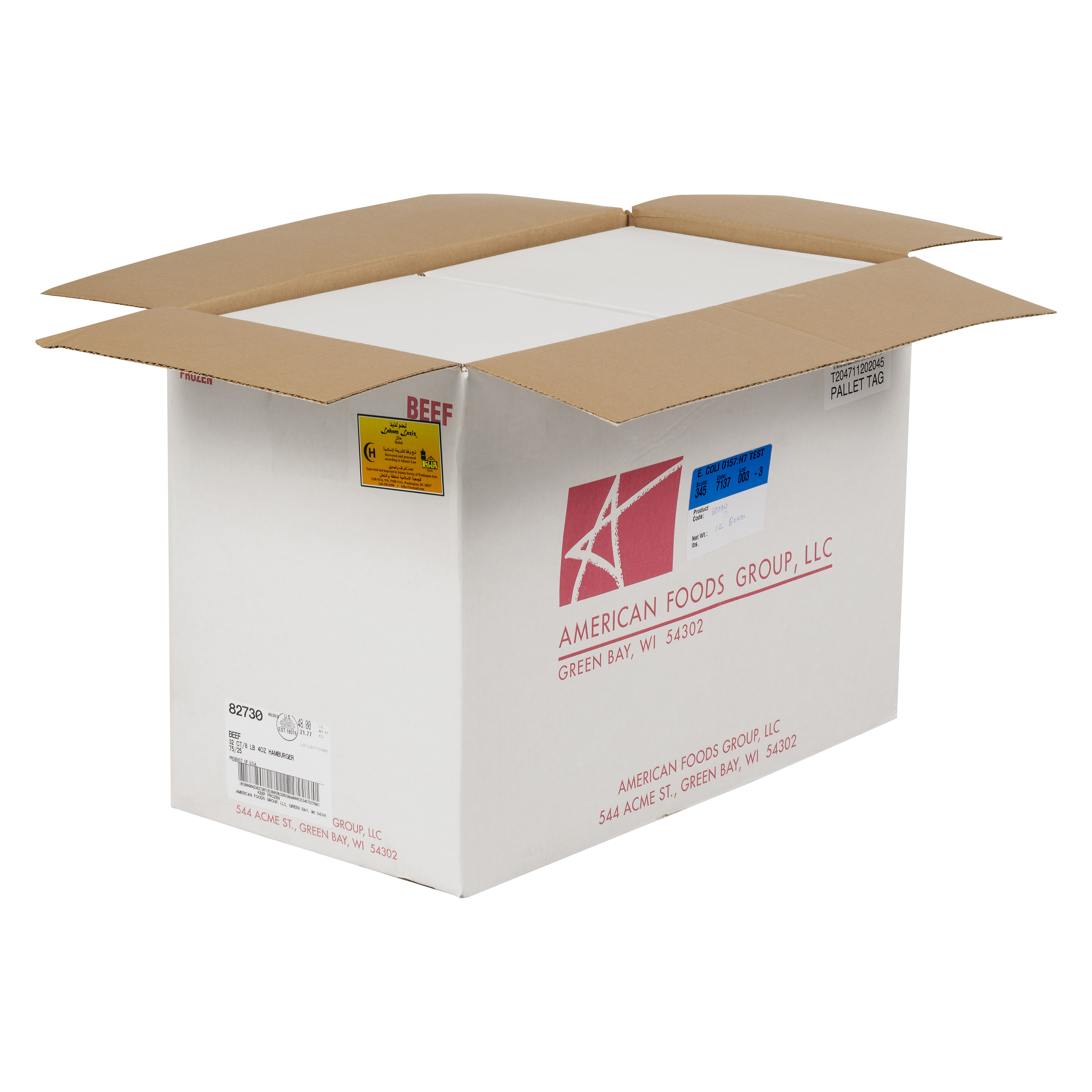 Ground Beef Burgers 4oz 75/25 6/8# Halal Boxes
