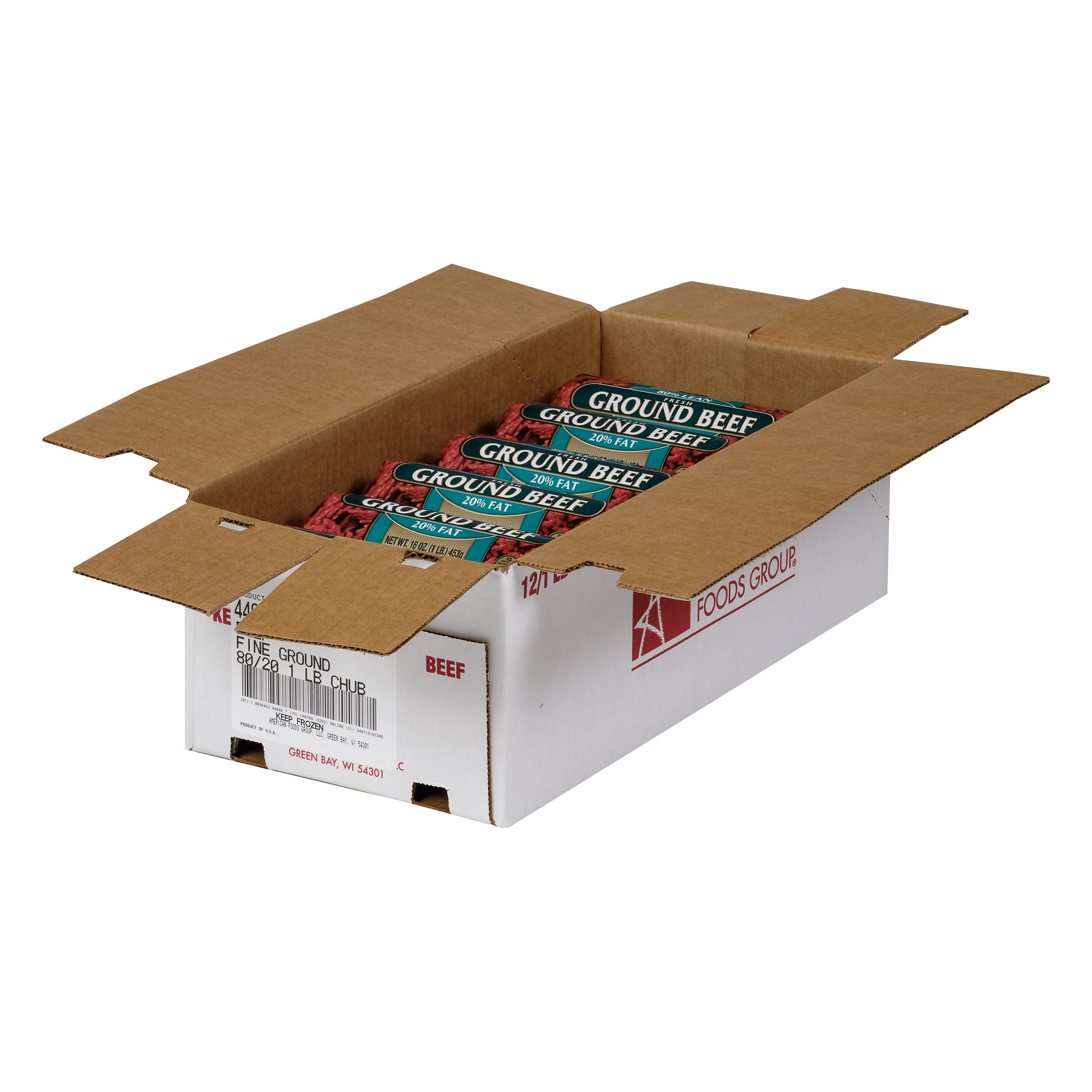 80/20 Fine Ground Beef 12/1 lb Chubs