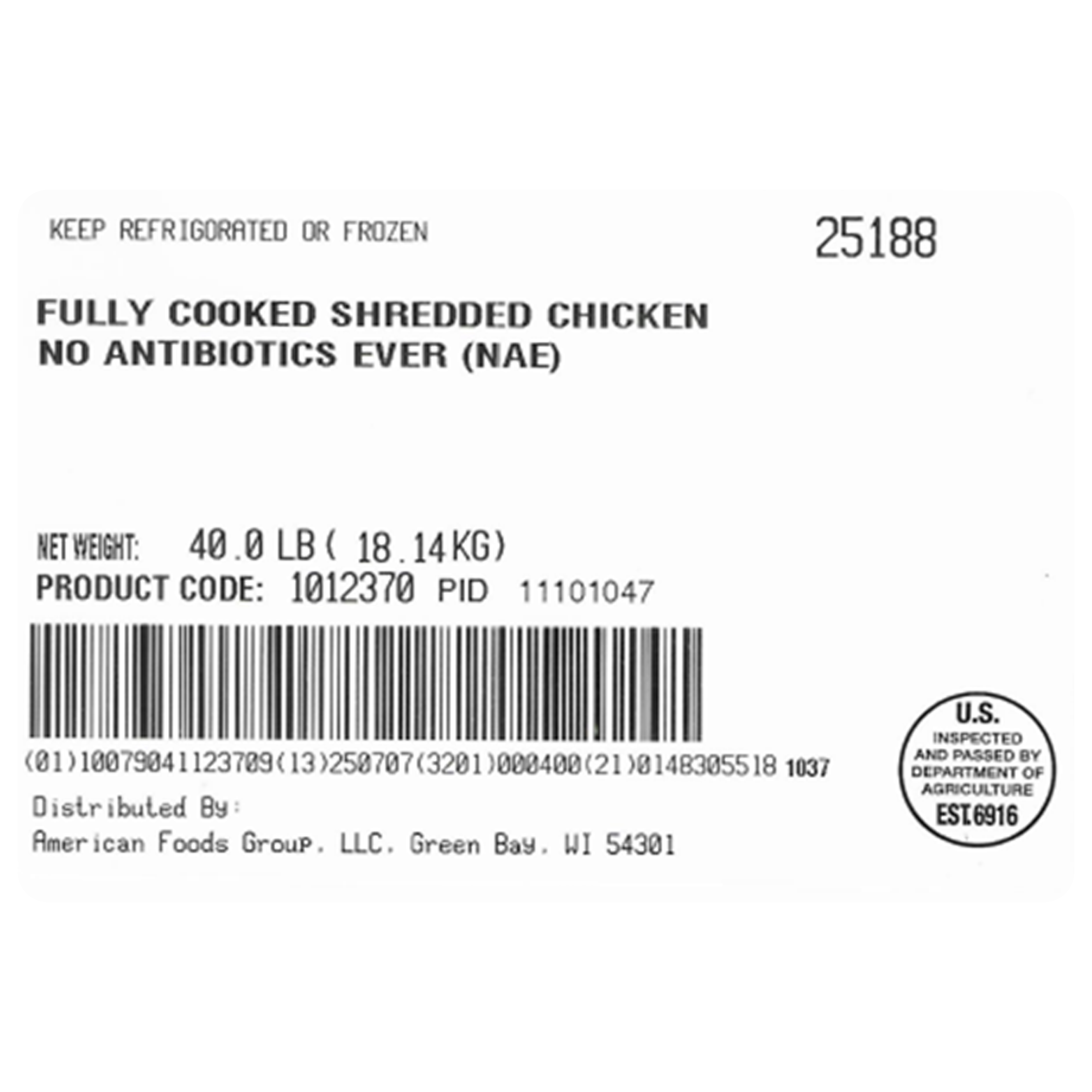 NAE (No Antibiotics Ever) Shredded Chicken